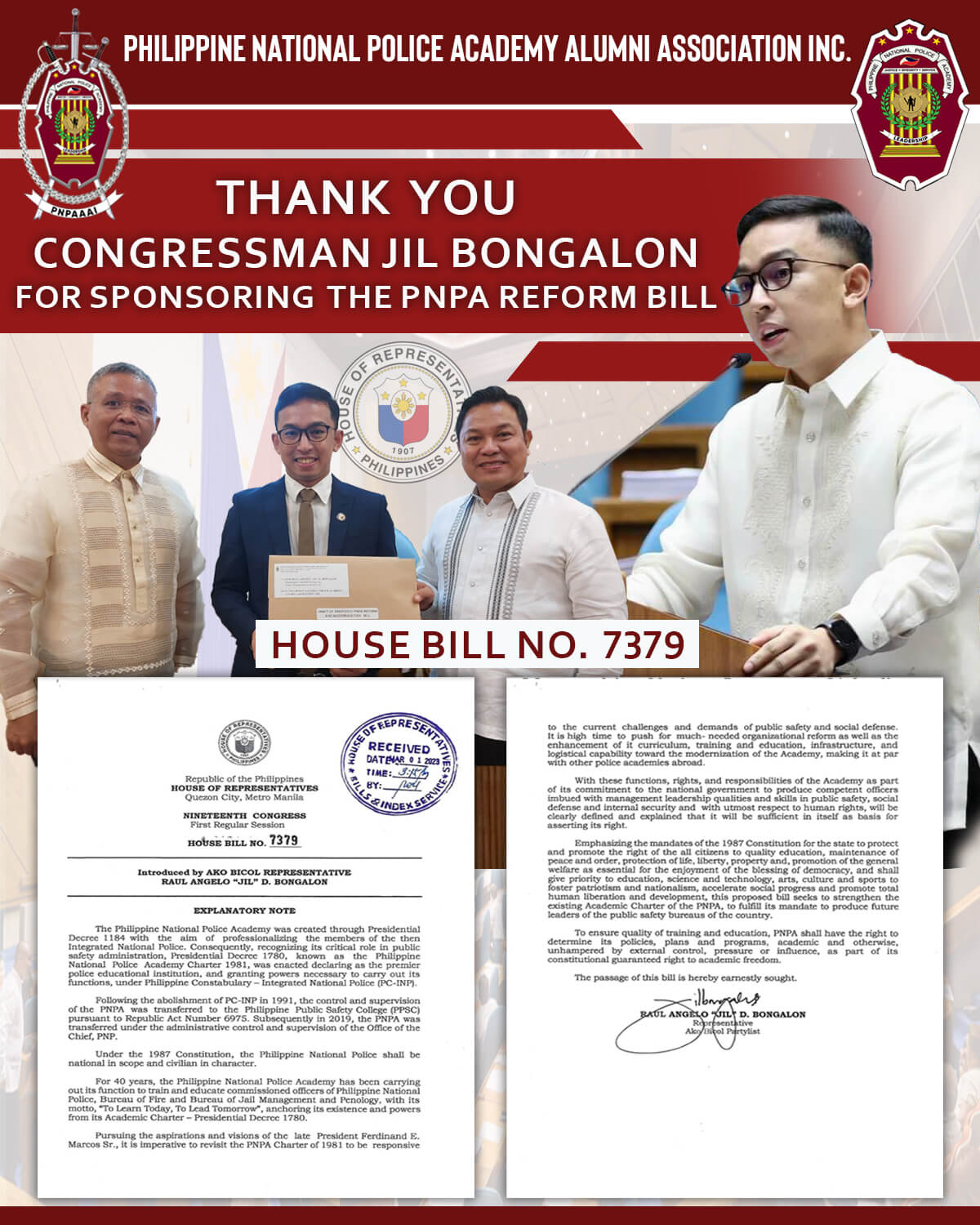 Thank you Congressman Jil Bongalon For Sponsoring the PNPA Reform Bill ...